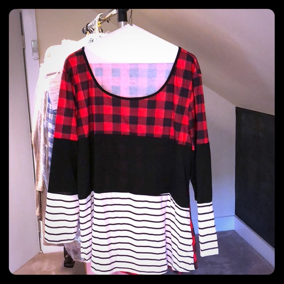 Tops | Buffalo Check Tunic Red Black White | Poshmark